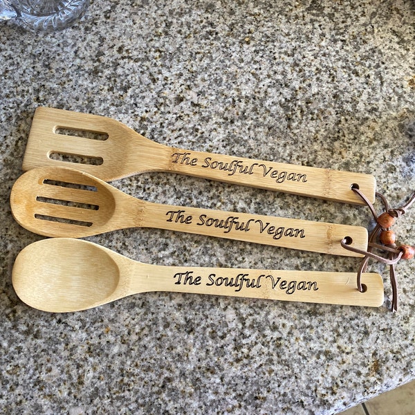 Set of 3 Personalized Kitchen Utensils, Custom Kitchen Utensils, Laser ...
