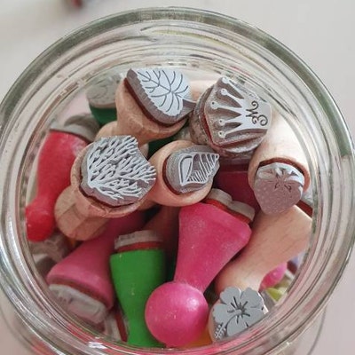 Mini Rubber Stamp HANDMADE Round Ø 15 Mm / 0.59 Inch - Etsy