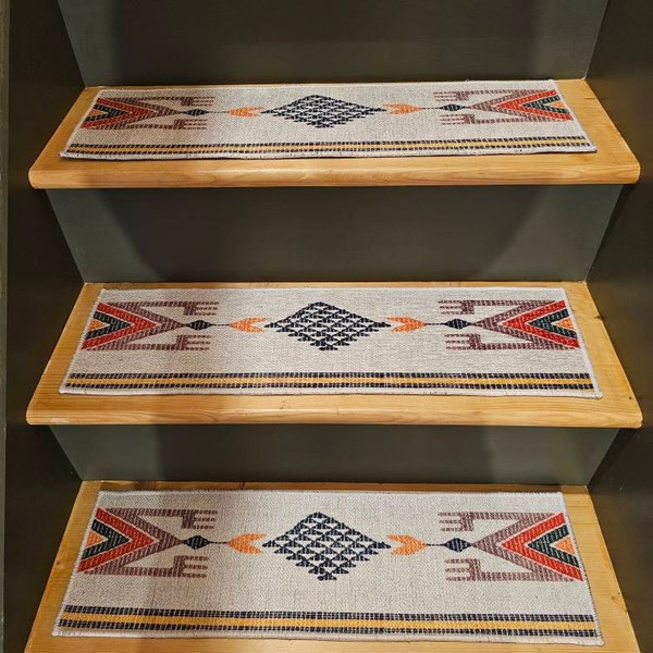 Ottoman Design Stair Rug, Colorful Stair Treads Carpet, Modern Stair ...