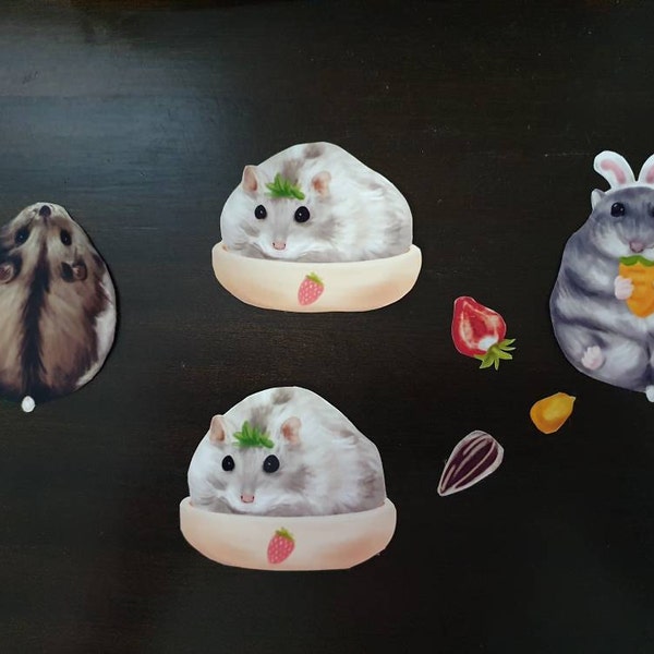 Realistic Hamster Illustration Stickers, Cute Waterproof Hamster ...