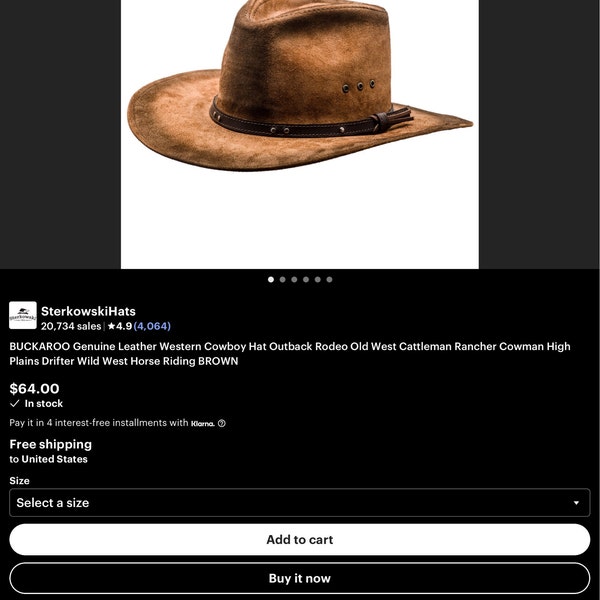BUCKAROO Genuine Leather Western Cowboy Hat Outback Rodeo Old West ...