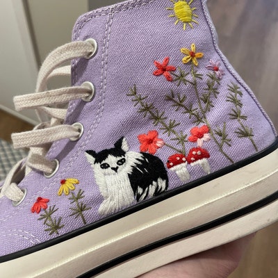 Embroidery Converse Frog and Mushroom Embroidery Wedding - Etsy