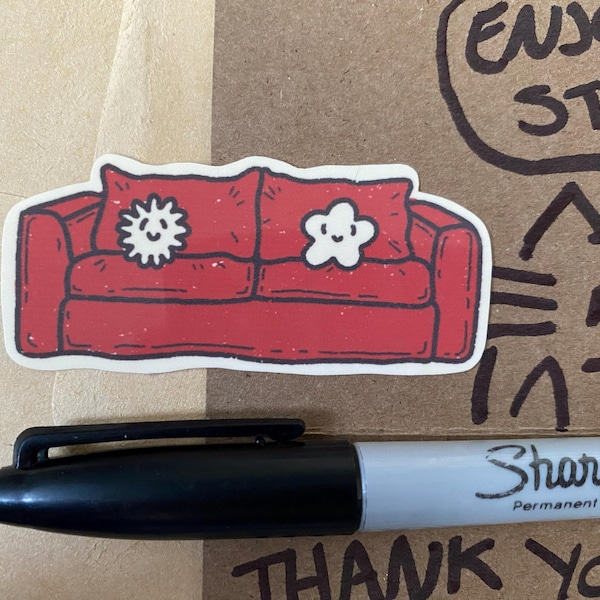 Red Couch Sticker Sofa Vintage Home Decor Comfy Living Room Sticker. - Etsy