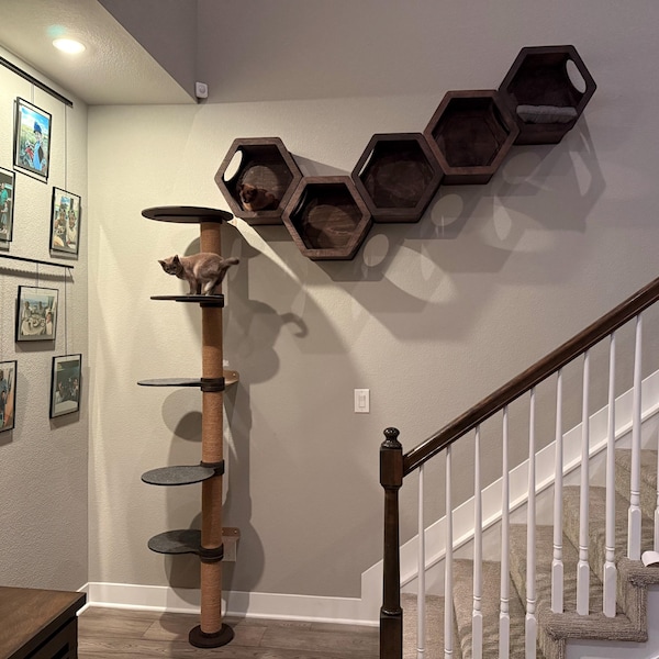 Wooden Cat Bridge, Wall Mounted Cat Bridge, Modern Cat Furniture ...