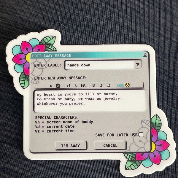 Classic Gray Aol Aim Away Message / Emo Elder Pop Punk Vinyl Sticker - Etsy