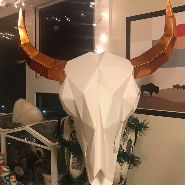 Bison Papercraft, 3D Paper Craft, Bison Sculpture, DIY 3D Wallart, Low ...