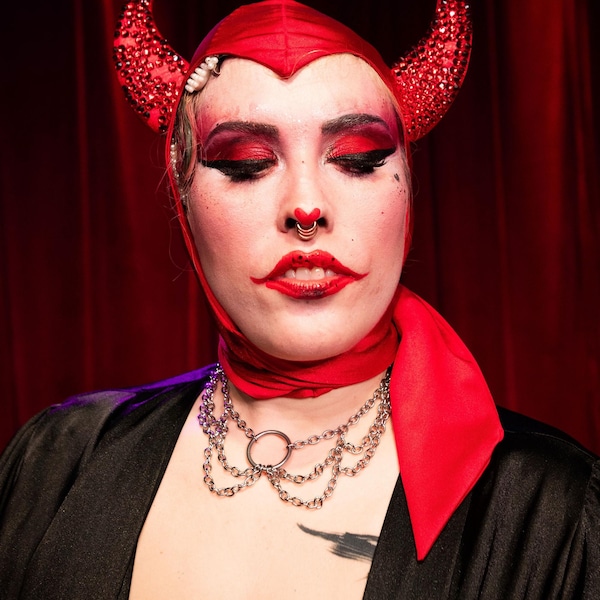 Devil Hood | Red Devil Hood | Vintage Devil Hood | Devil Bonnet - Etsy