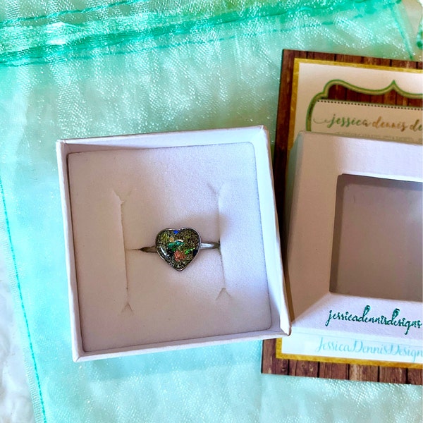 Pet Cremation Ring Made With Ashes Heart Cremation Ring Memorial Gift ...