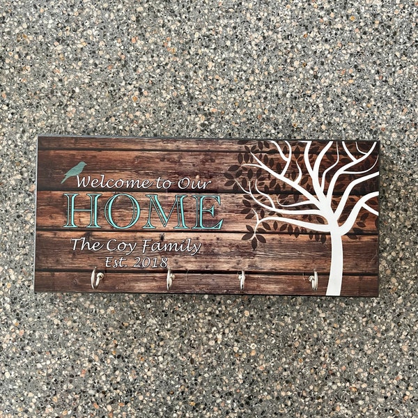 Key Holder for Wall, Wedding Gift, Welcome to Our Home, Anniversary ...