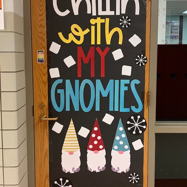 Winter Gnome Decor Classroom Bulletin Board Gnomethemed Door Set ...