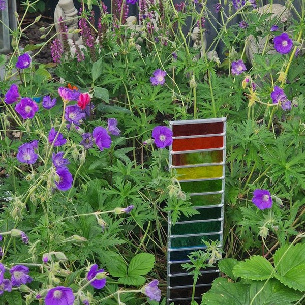 Stained Glass Panel,garden Suncatcher 'rainbow Stripes' Top Quality ...