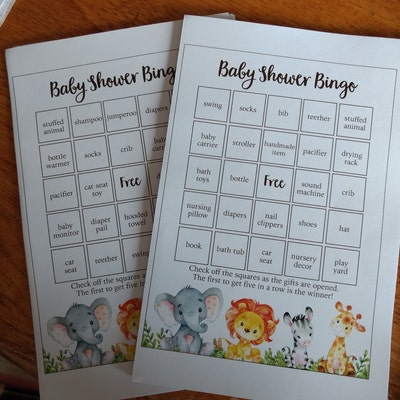 Safari Baby Shower Bingo Cards Printable Blank Bingo Cards AND ...