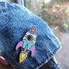 SALE Pastel Retro Rocket Enamel Pin Hard Enamel Pin Cloisonné Spaceship ...