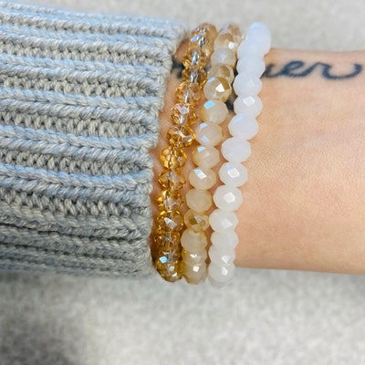 Neutral Stack Neutral Bracelets Bead Bracelets Womens - Etsy