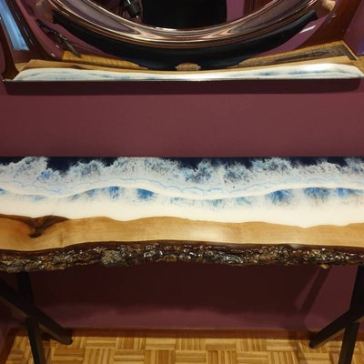 Large Dining Table for Kitchen Live Edge Epoxy Resin Table - Etsy