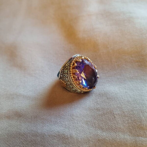 Amethyst Men's Ring, Mens Handmade Ring, Turkish Handmade Silver Men ...