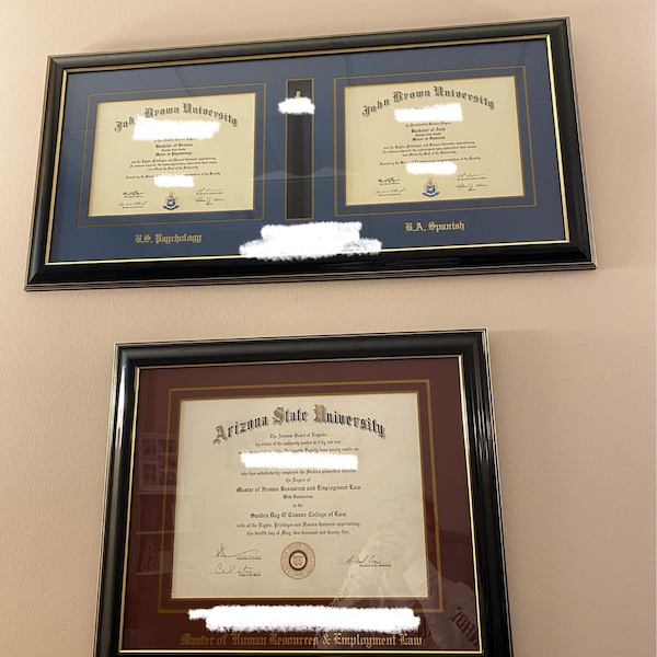 Custom Double Diploma Frame With Tassel Mahogany/navy RC-H ,6x8,7x9 ...