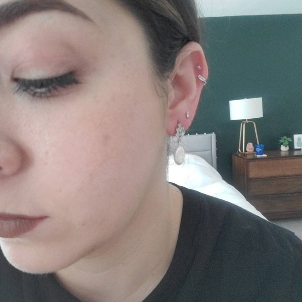 Tiny Diamond Rook Hoop Earring • Helix Hoop • Rook Earring • Helix ...