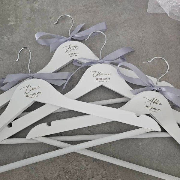 Engraved Hangers for Wedding, Personalised White Coat Hanger for Bride ...