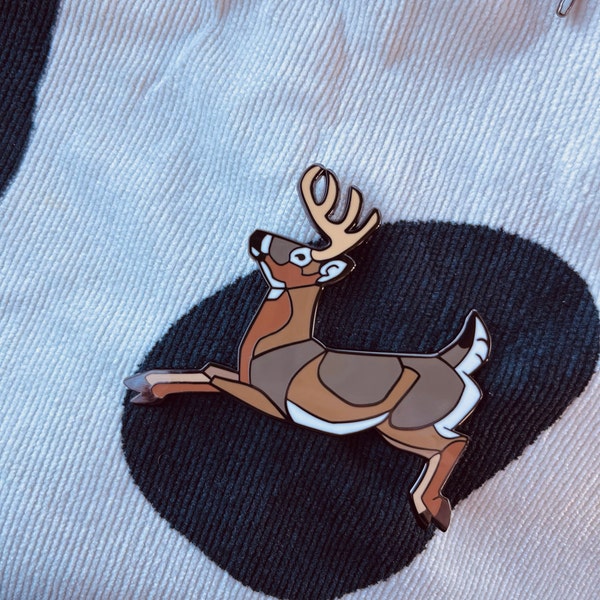 White Tailed Deer Hard Enamel Pin | Deer Pin | Buck Pin | Art Deco - Etsy