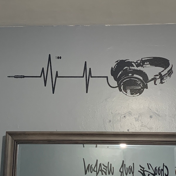 Headphone Vinyl Wall Sticker - Music Art Dj Diecut Weatherproof Decal ...