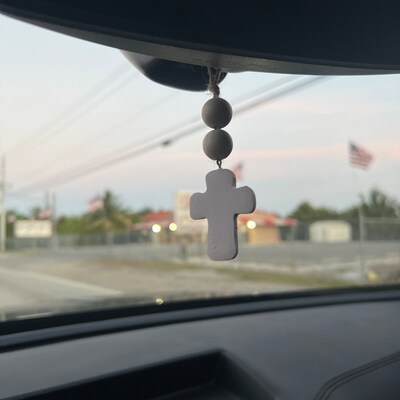 Cross Car Mirror Hangers Christian Cross Hanging Ornament Polymer Clay ...