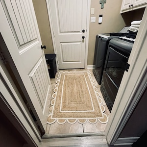 Scallop Wavy Jute Rug Natural Jute Wave Edge Rug Scalloped - Etsy