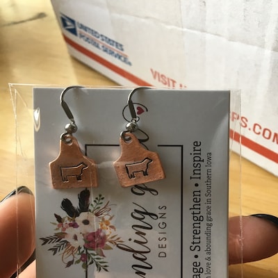 Cow Ear Tag Earrings, Cattle Tag Earrings, Small Personalized Tag ...