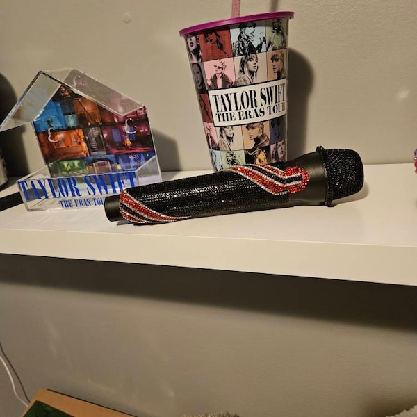 Iridescent Rhinestone Prop Microphones - Concert AB Holo Sparkle Fake ...