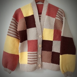 Patchwork Cardigan Crochet Pattern, Patchwork Sweater Crochet Pattern ...