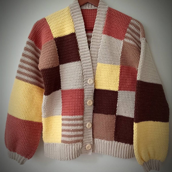 Patchwork Cardigan Crochet Pattern, Patchwork Sweater Crochet Pattern ...