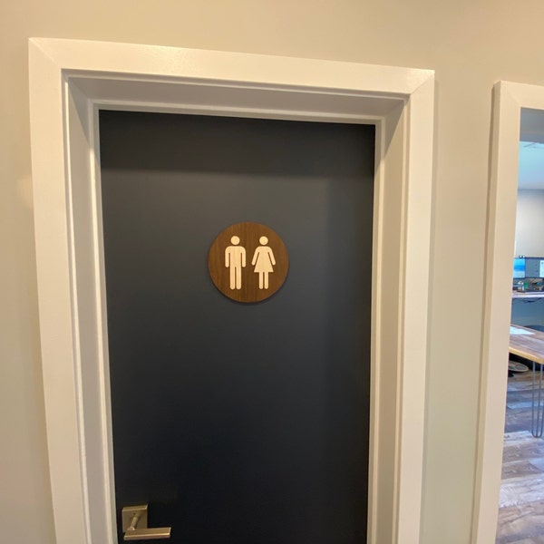 Office Unisex Restroom Bathroom Sign - WC Signage - 6", 9" or 12 ...