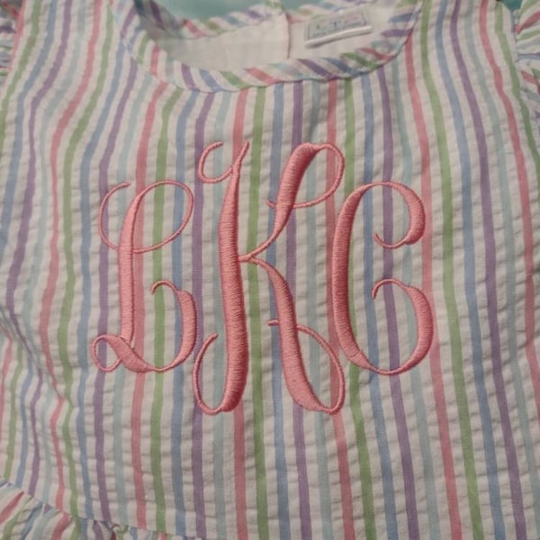Monogram Seersucker Dress, Seersucker Dress, Monogrammed Seersucker ...