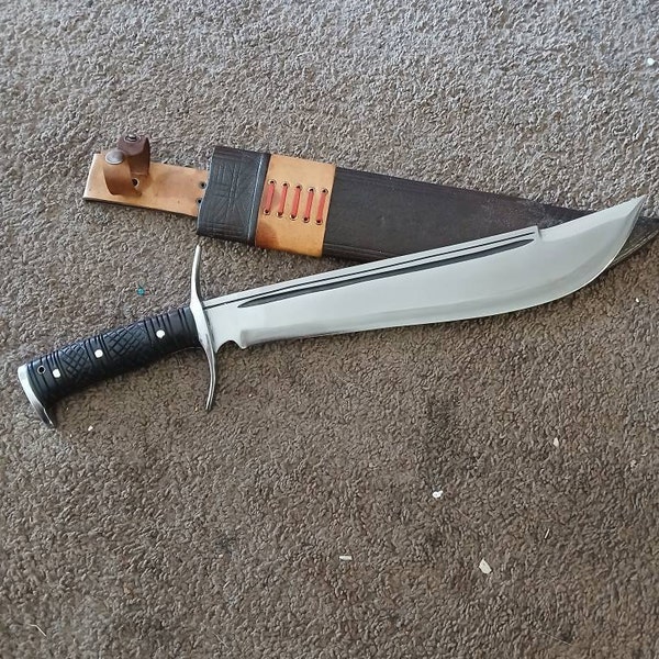 15 Inches Blade Bowie Knife, Hand Forged Bushcraft Knife, 5160 Leaf ...