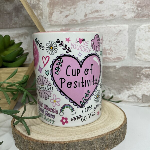 Cup of Positivity Mug PNG, 11oz Mug Wrap for Sublimation, Sublimation ...