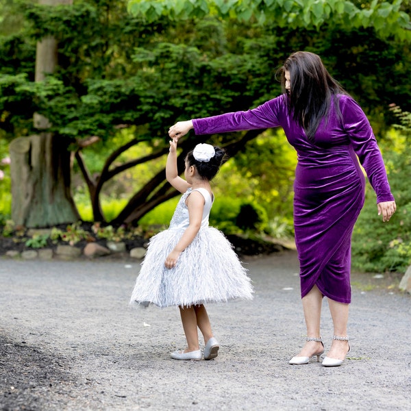 Polka Dot Girl's Long Prom Gown, Personalized Prom Dress, Classic White ...