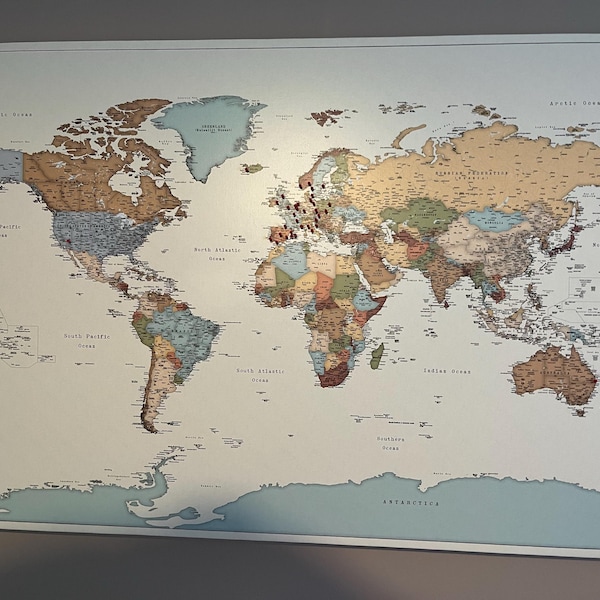 Places You've Been World Map, Large Detailed Push Pin Travel Map ...