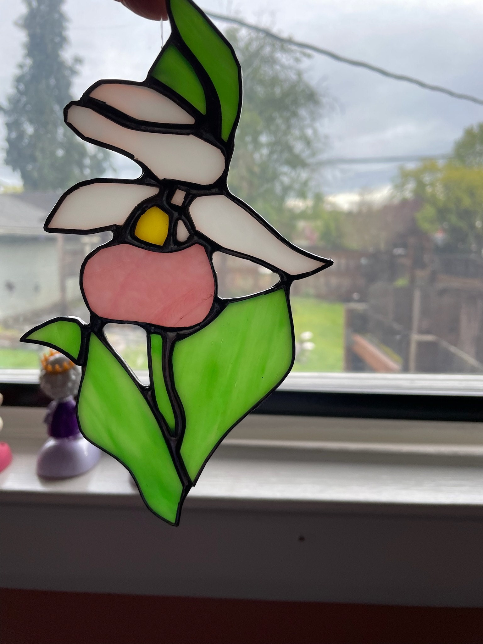 Stained Glass Lady Slipper Flower | Etsy