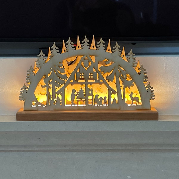 Schwibbogen, German Candle Arch, Lighted German Candle Arch, Christmas ...