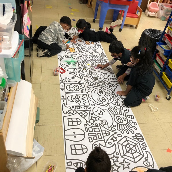 GIANT 10-foot HALLOWEEN Coloring Page Banner | Coloring Poster ...