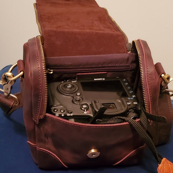 Personalized Rustic Leather Camera Bag, Multipurpose Men's Leather Bag ...