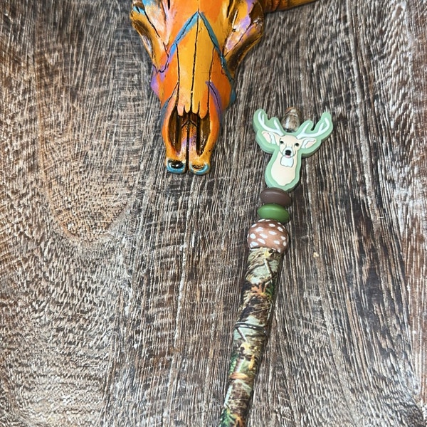 Sage Green Background Buck Deer Silicone Focal Bead / Crafting Supplies ...