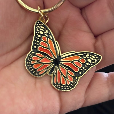 Monarch Butterfly Keychain, Butterfly Keyring, Metal Butterfly Keychain ...