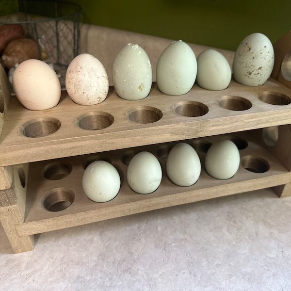 Farmhouse Stackable Wood Egg Holder L Egg Storage L Fresh Egg Storage L ...