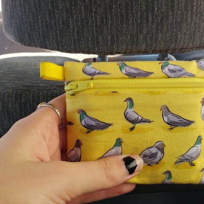 Yellow Pigeon Bird Zipper Coin Purse Credit Card Case Earbud - Etsy