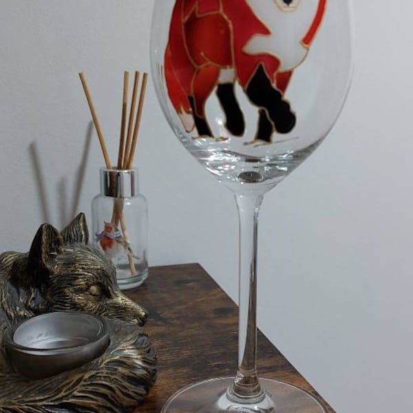 Cute Hand Painted Fox Wine or Beer Glass. Unusual & Different Christmas ...