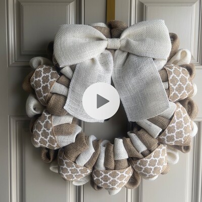 Burlap Spring Wreath Summer Winter Front Door Welcome Blue White ...