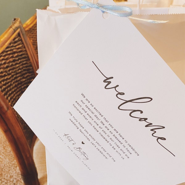 Wedding Welcome Bag Note & Timeline, Wedding Events Timeline Printable ...