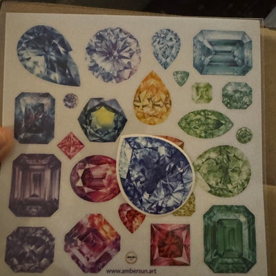 Set of 24 Gemstone Vinyl Stickers, Laptop Stickers, Gem Stickers ...