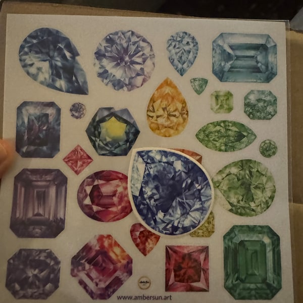 Set of 24 Gemstone Vinyl Stickers, Laptop Stickers, Gem Stickers ...